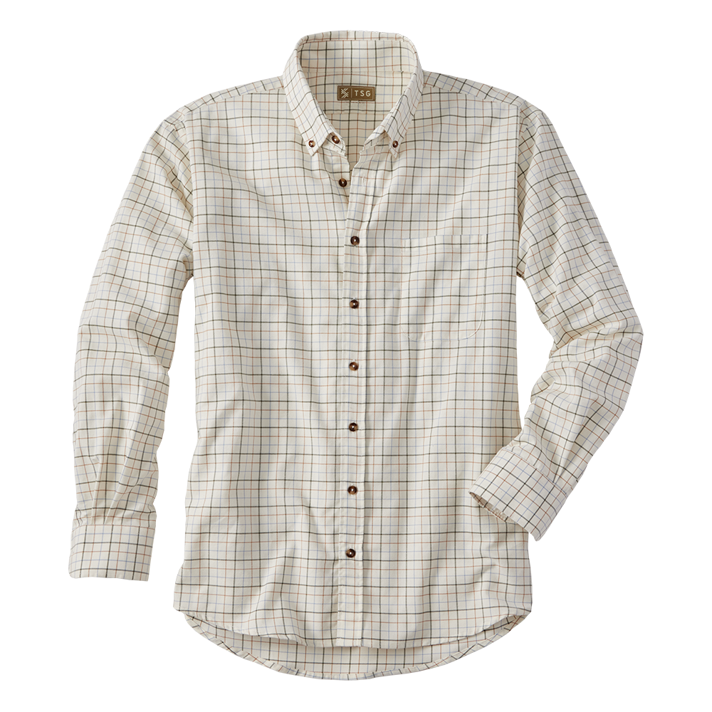 TSG Midweight Button Down Shirt (Ivory/Olive Tattersall)